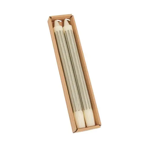 STORIED HOME 2-piece Unscented Vertical-striped Taper Candles - Grey