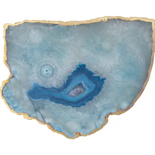 STORIED HOME Tray With Electroplated Edge - Blue