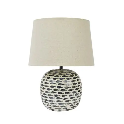 STORIED HOME Table Lamp With Fish Design - Blue