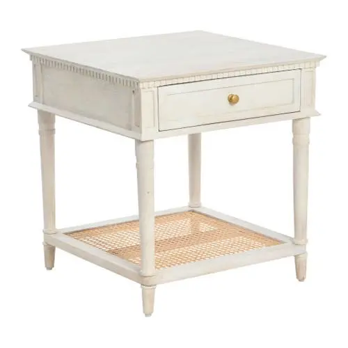 STORIED HOME End Table With Drawer And Storage Shelf - White