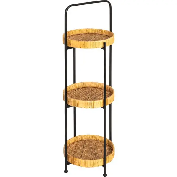STORIED HOME Modern Arched Plant Stand Or Shelf With 3 Removable Trays - Natural