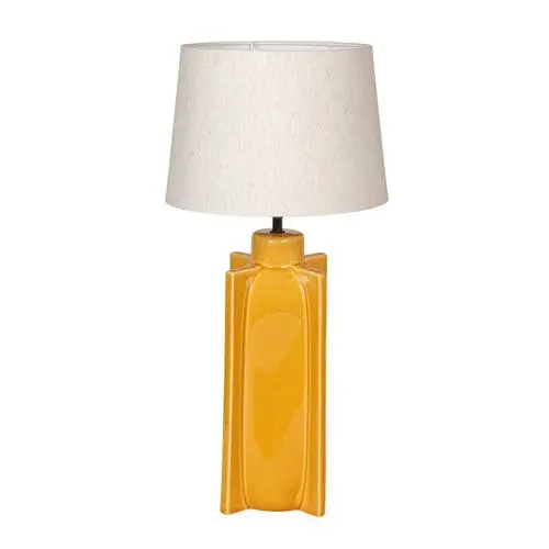 STORIED HOME Table Lamp With Crossed Base - Yellow