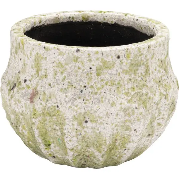 STORIED HOME Planter With Crackle Glaze - Green