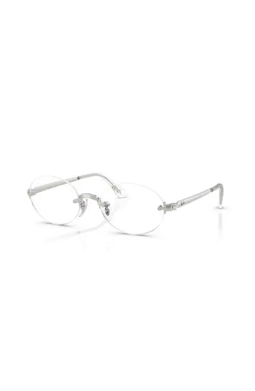 Ray-ban 54mm Rectangle Rimless Optical Glasses - Silver