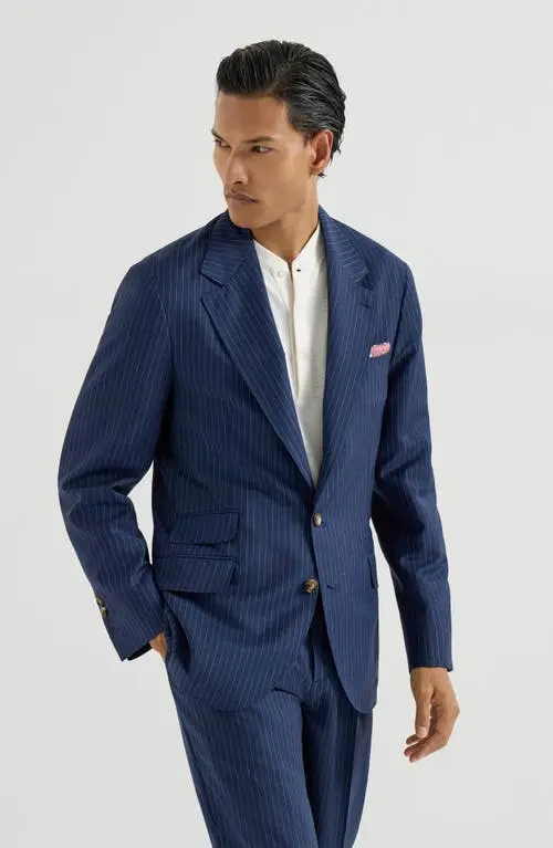 Brunello Cucinelli Chalk Stripe Deconstructed Blazer - Blue