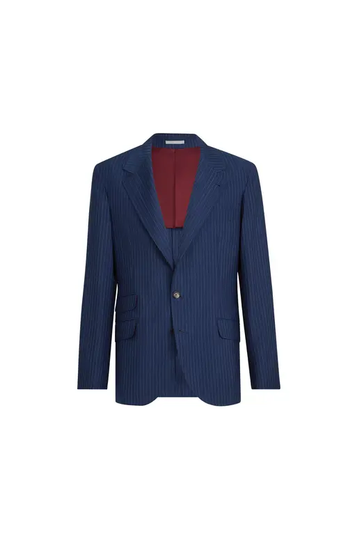 Brunello Cucinelli Chalk Stripe Deconstructed Blazer - Blue