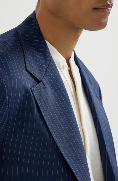 Brunello Cucinelli Chalk Stripe Deconstructed Blazer - Blue