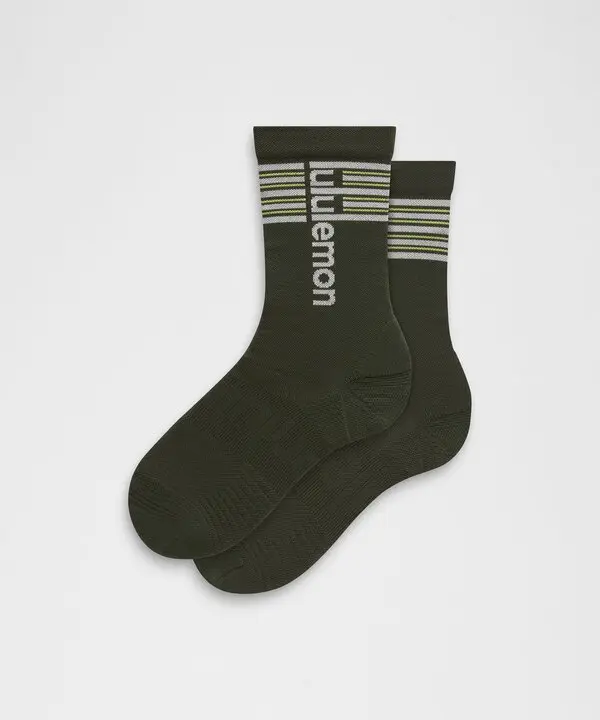 Lululemon Power Stride Crew Socks - Deep Forest/light Ivory