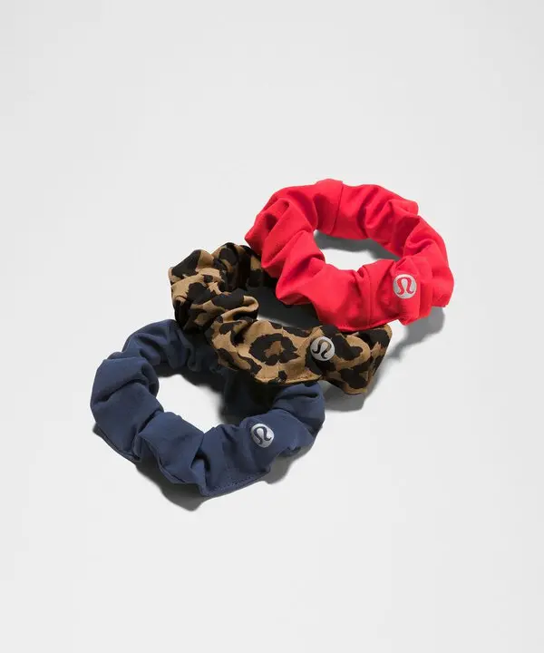 Lululemon Uplifting Scrunchies 3 Pack - Club Blue/oxford Red/true Leopard Multi