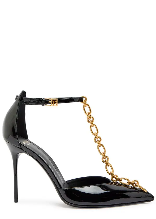 Balmain 95 Chain Patent Leather Pumps