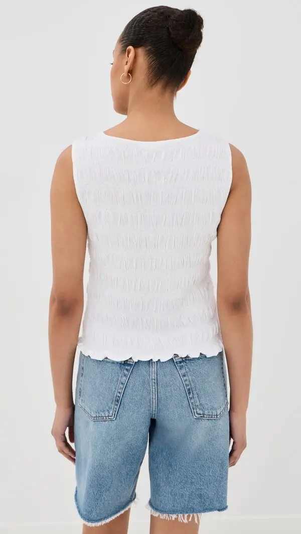 Madewell Smocked Boatneck Tank - White