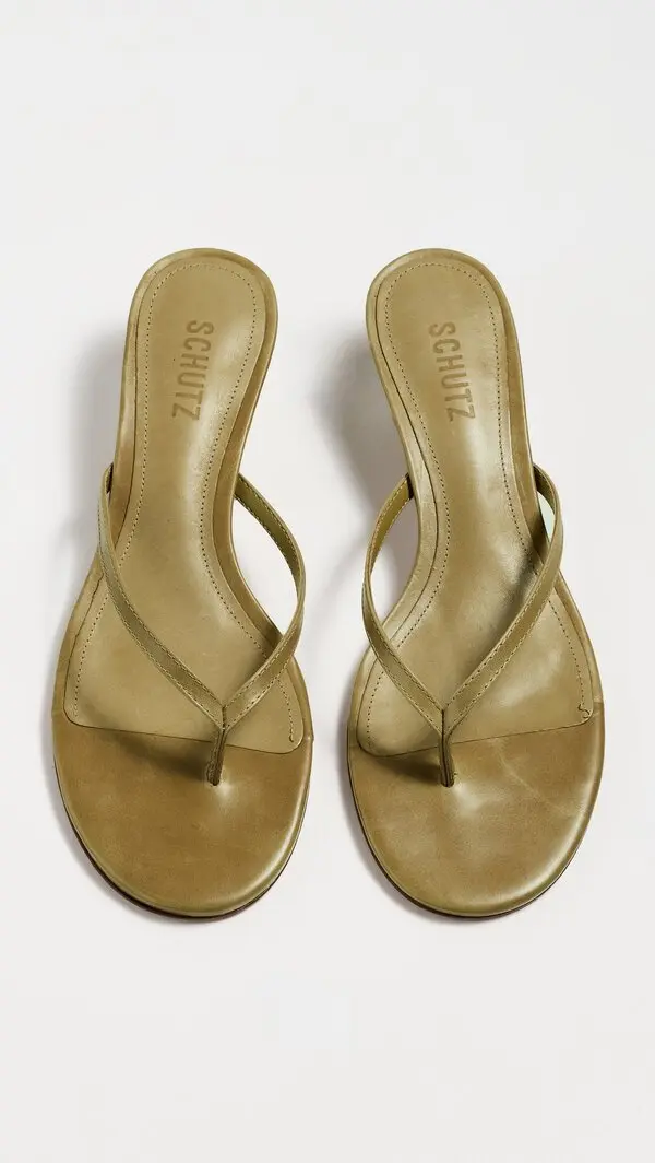 Schutz Carolyn Sandals - Ecru Olive