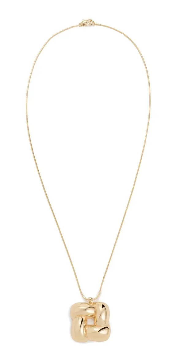 Jenny Bird Woven Square Pendant Necklace - High Polish Gold
