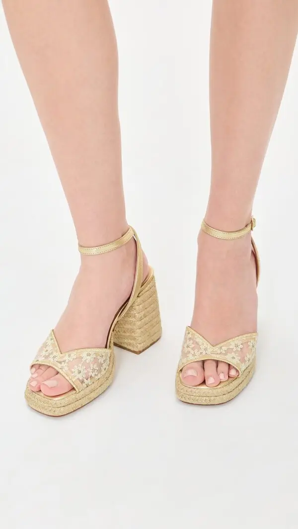 CastaÑer Valle Platform Sandals - Blanco/oro