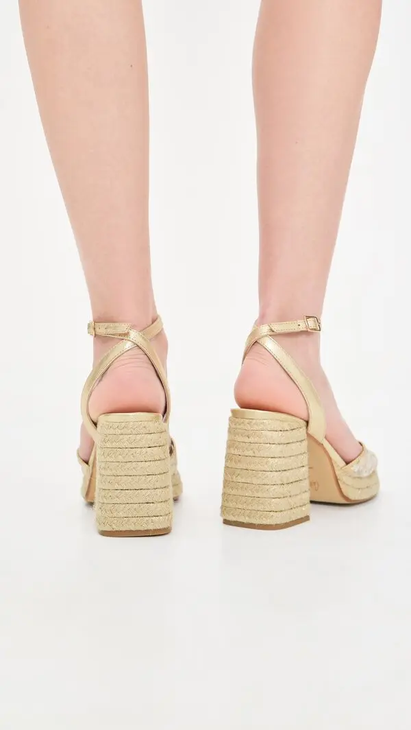 CastaÑer Valle Platform Sandals - Blanco/oro
