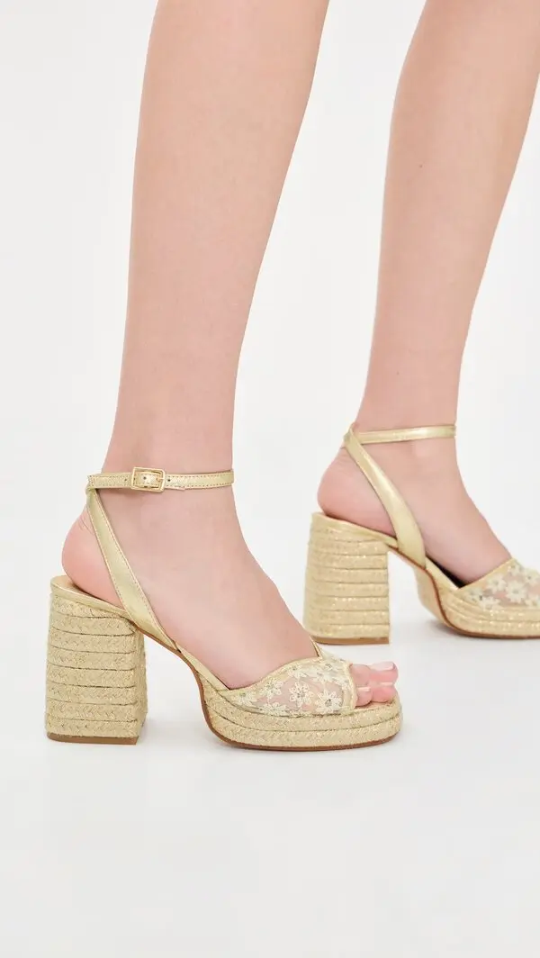 CastaÑer Valle Platform Sandals - Blanco/oro