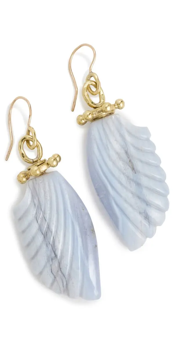 Ulla Johnson Small Wing Stone Drop Earrings - Blue Agate