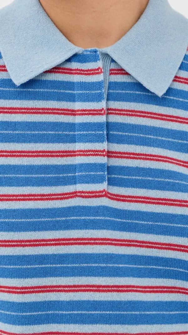 Guest In Residence Layered Cashmere Rugby Polo - Clear Sky Combo