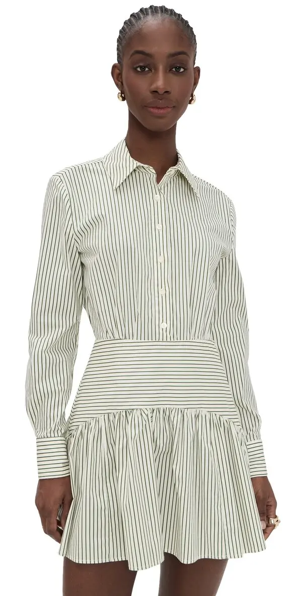 Staud Rocco Mini Dress - Chive Stripe