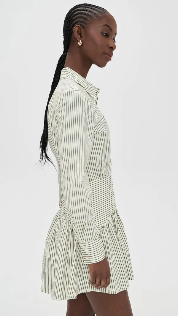 Staud Rocco Mini Dress - Chive Stripe