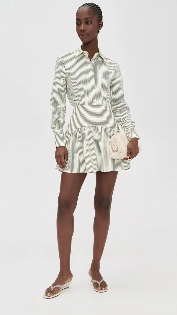 Staud Rocco Mini Dress - Chive Stripe