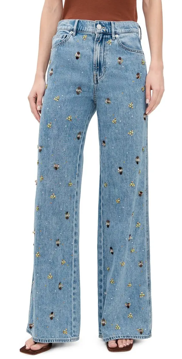 Veronica Beard Kasey Wide Leg Jeans - Silver Dust
