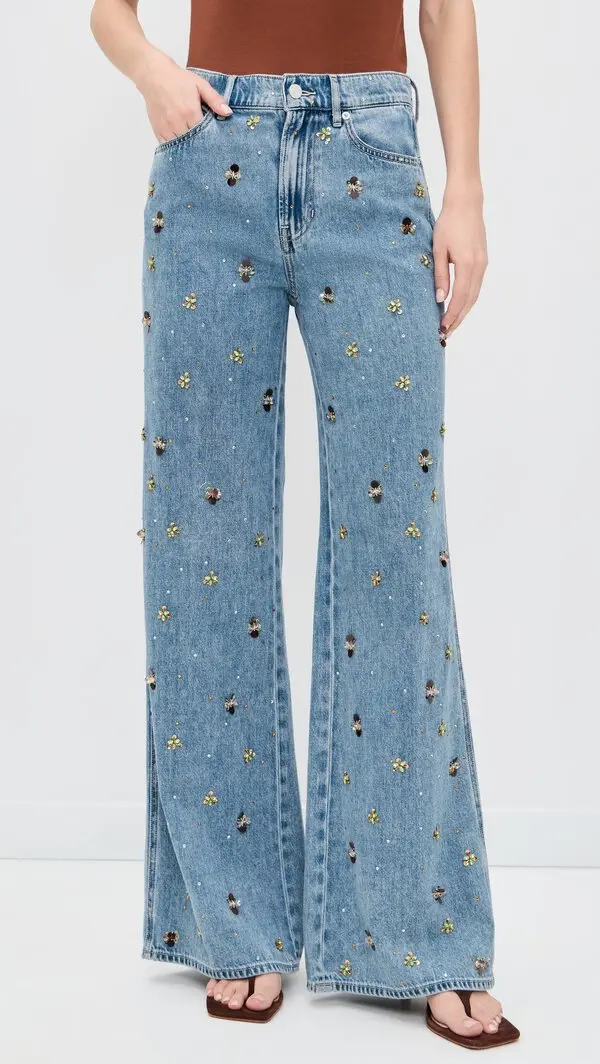 Veronica Beard Kasey Wide Leg Jeans - Silver Dust