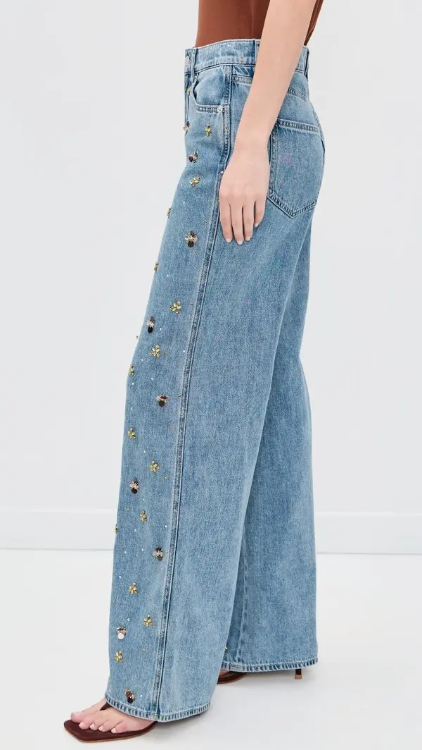Veronica Beard Kasey Wide Leg Jeans - Silver Dust