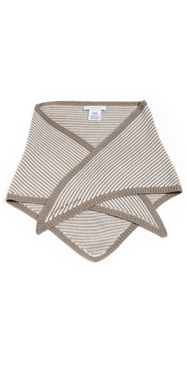 FAVORITE DAUGHTER The Stripe Knitted Triangle Scarf - Soft Taupe Stripe