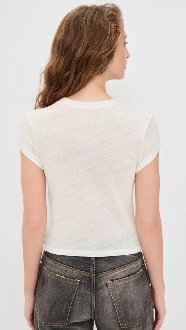IRO PARIS Sybel Linen V-neck Tee - Porcelain