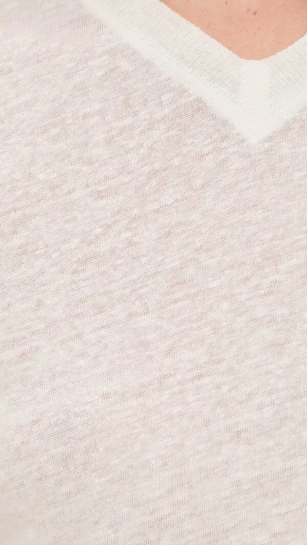 IRO PARIS Sybel Linen V-neck Tee - Porcelain