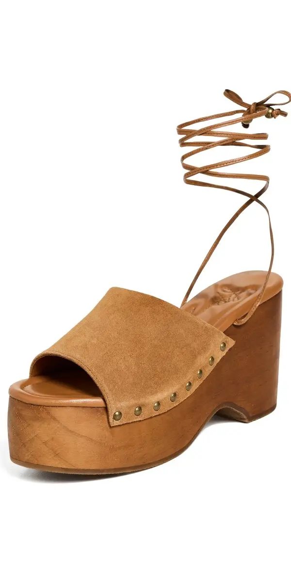 Free People Front Row Wrap Clogs - Vachetta Voyage Suede