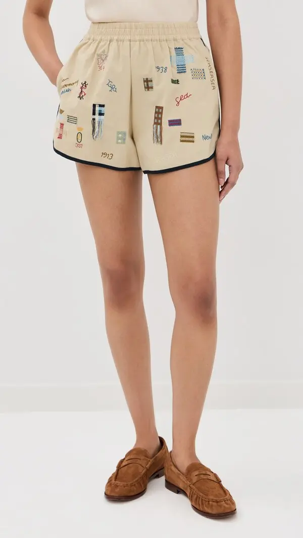 Sea The Claira Embroidered Shorts - Stone