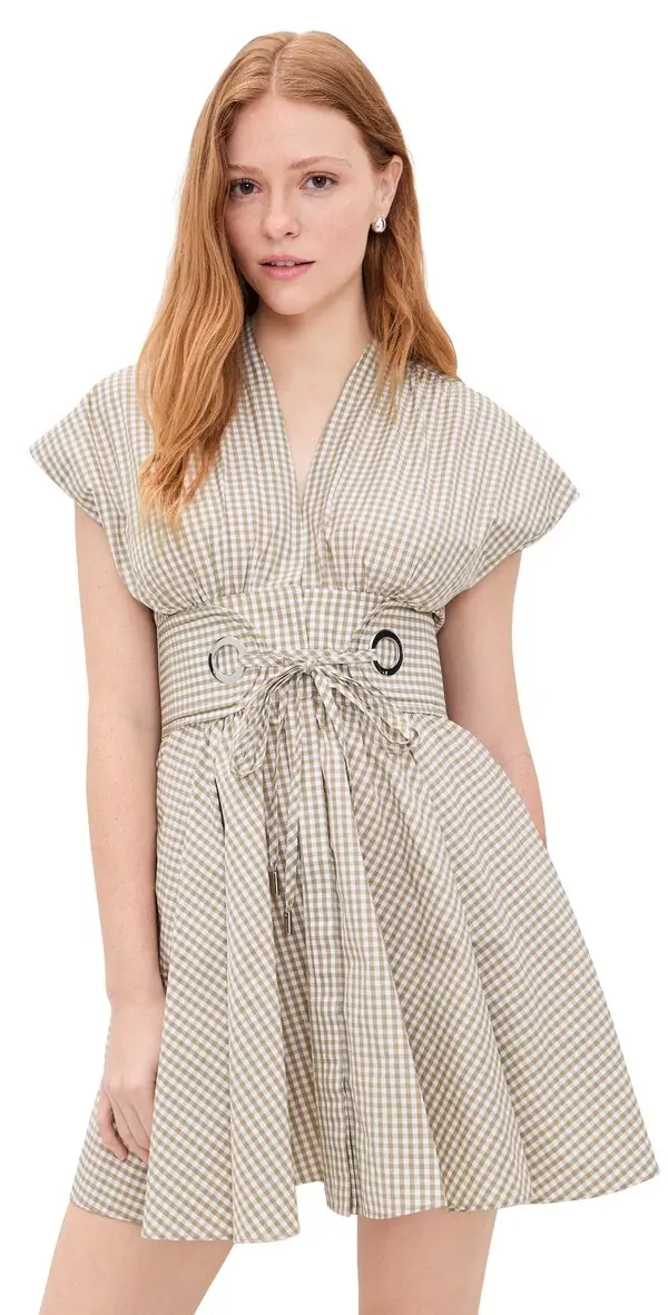 Alexis Alizee Gingham Dress - Tan/white