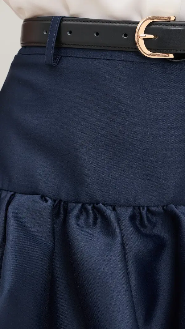 SELF-PORTRAIT Taffeta Bubble Skirt - Navy