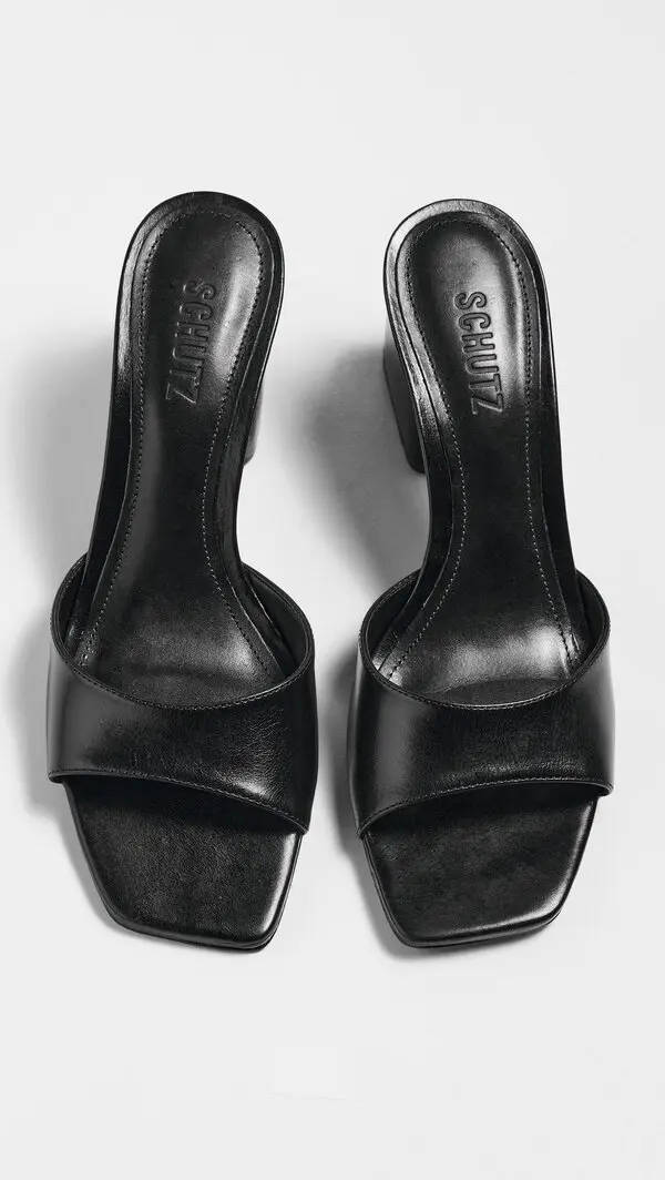 Schutz Leena Chunky Heel Sandals - Black