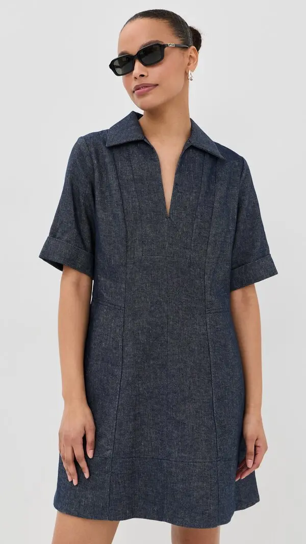 Vince Collared Chambray Dress - Indigo