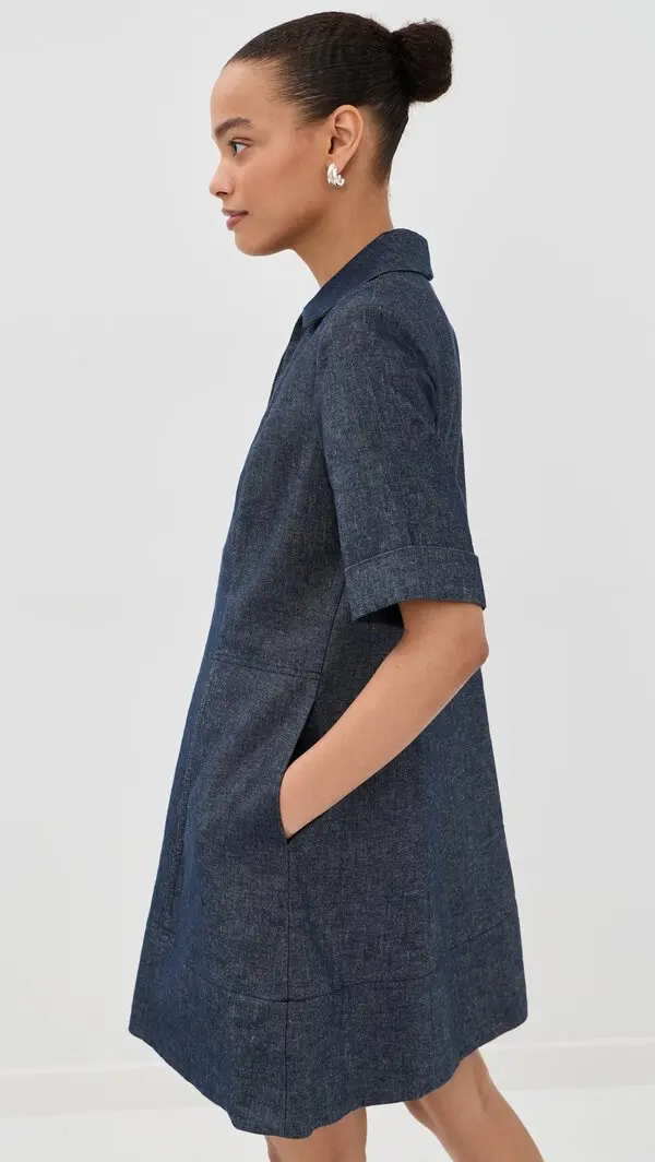 Vince Collared Chambray Dress - Indigo