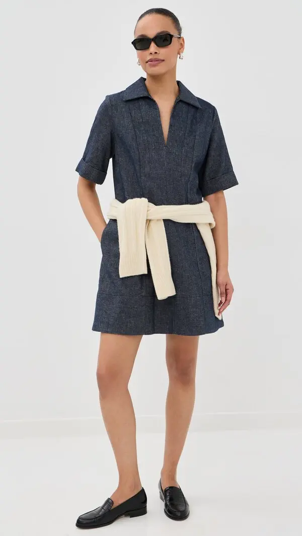 Vince Collared Chambray Dress - Indigo