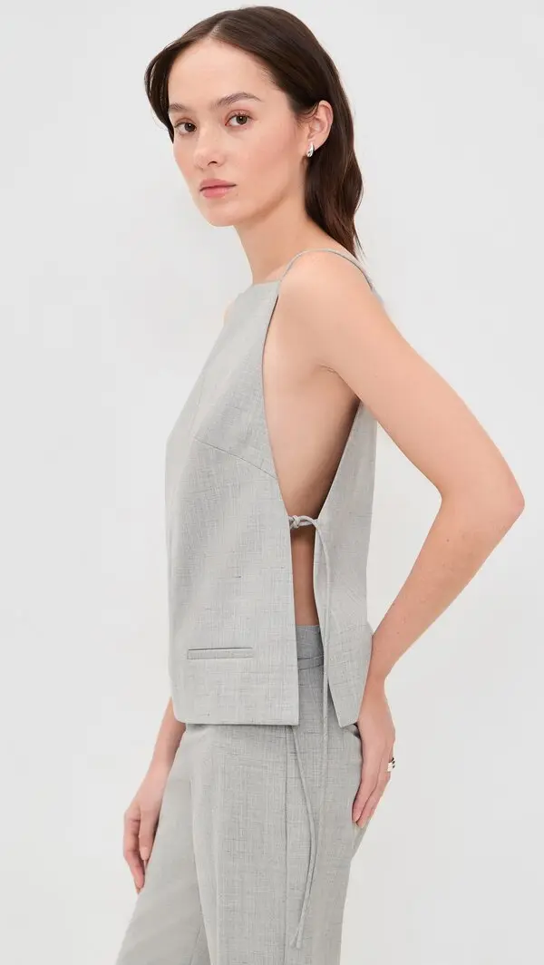 ST. AGNI Square Neck Side Tie Top - Concrete