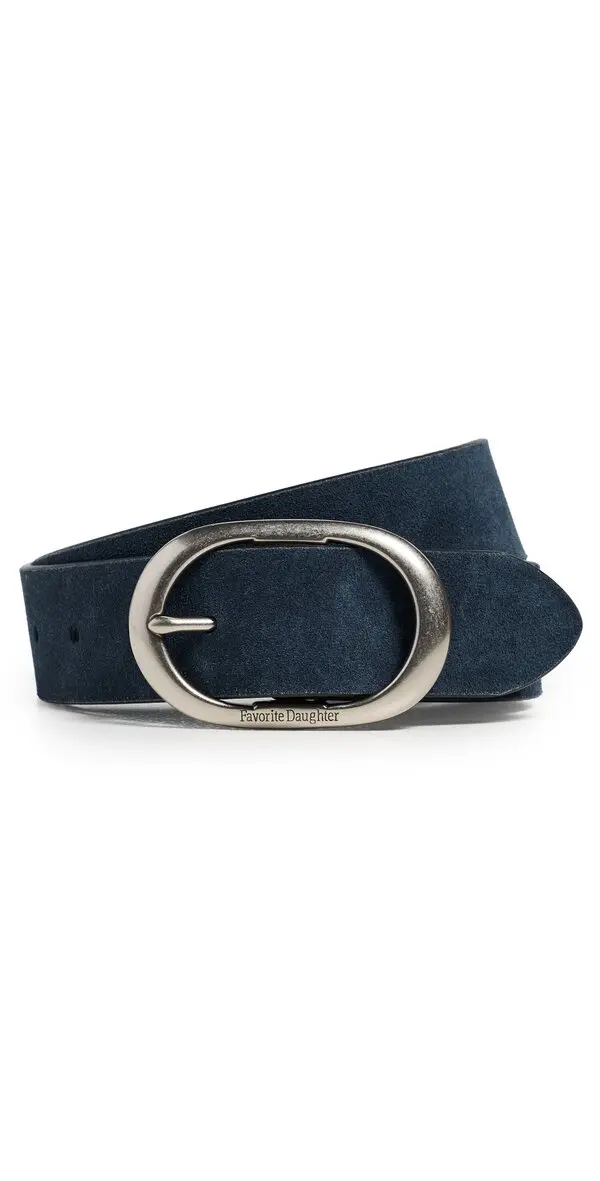 FAVORITE DAUGHTER Suede Belt - Navy/tumbled Nickel