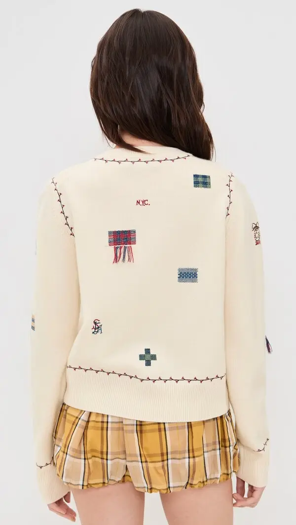 Sea Claira Emb Knit Cardigan - Cream