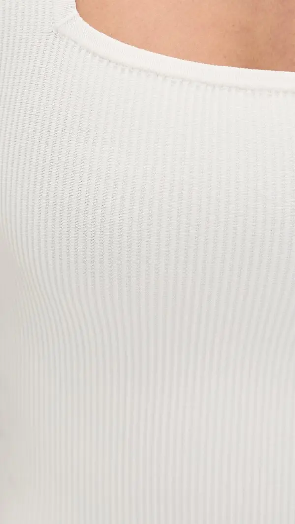 DL1961 Square Neck Ribbed Knit Tank Top - White