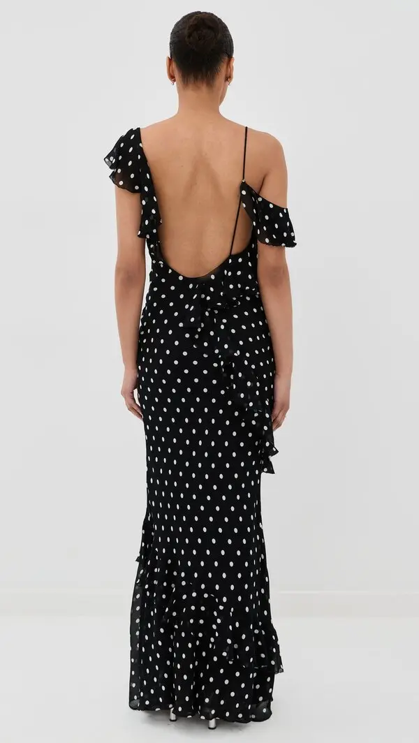 SELF-PORTRAIT Polka Dot Georgette Maxi Dress