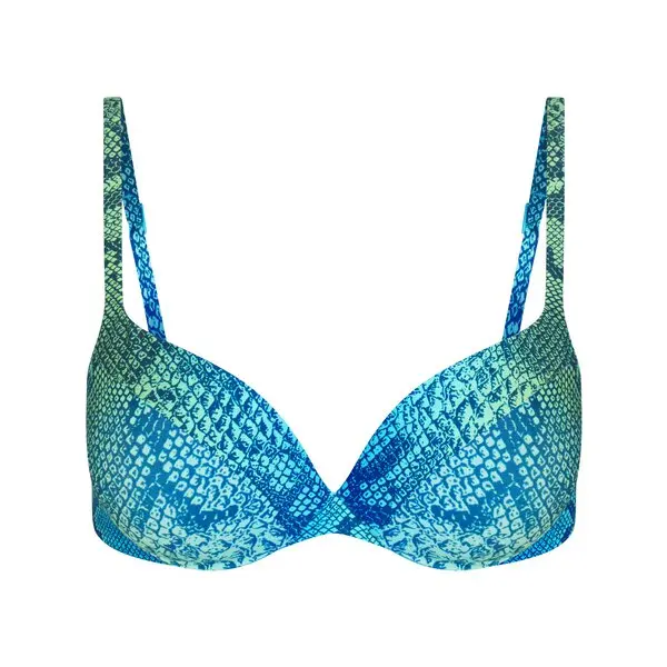 SKIMS Ultimate Push Up Tie Back Bikini Top - Aqua Ombre Snake
