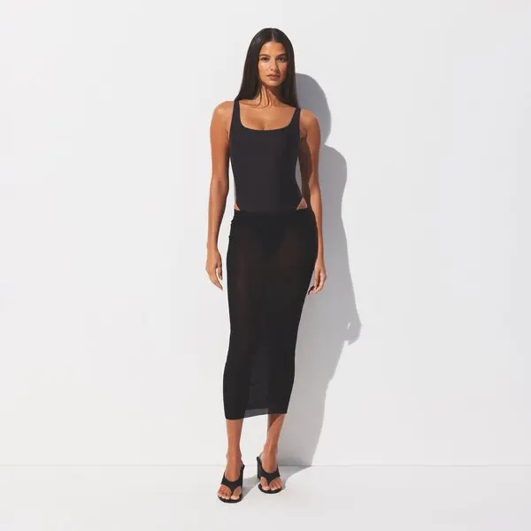 SKIMS Mesh Midi Skirt - Onyx