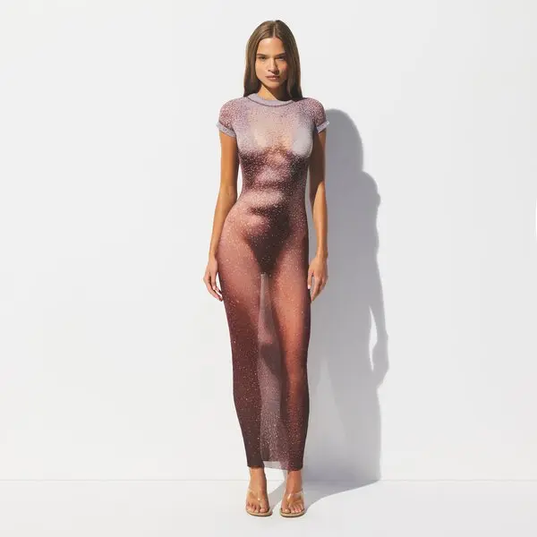 SKIMS Mesh Cover-up Maxi Dress - Henna Fk Body Print