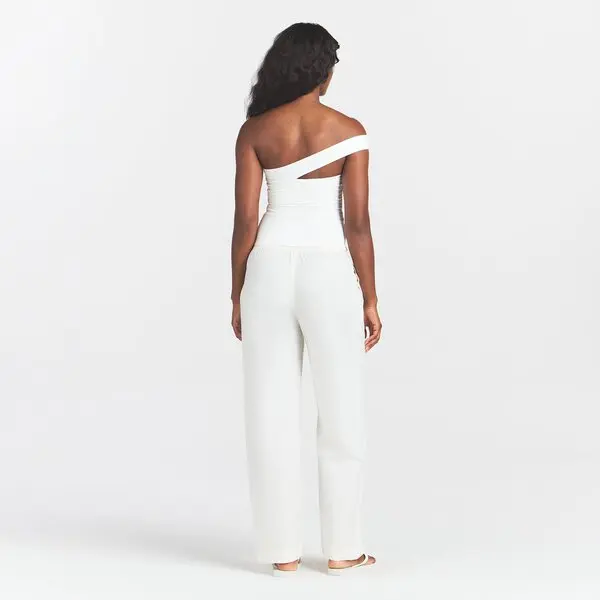 SKIMS Asymmetrical Cotton Jersey Top - Marble