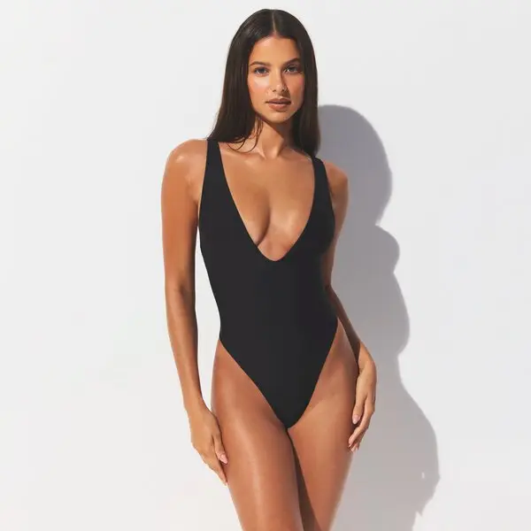 SKIMS Plunge One Piece Swimsuit - Onyx