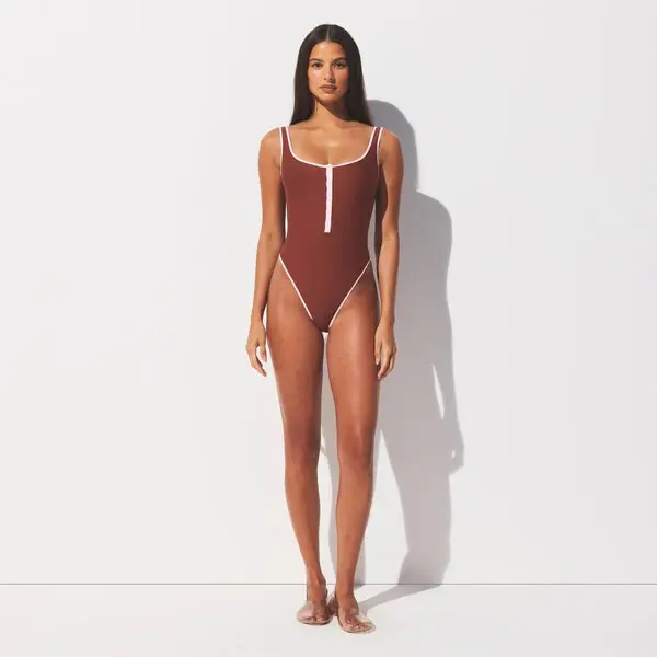 SKIMS Signature Swim Snap Front One Piece - Henna Contrast